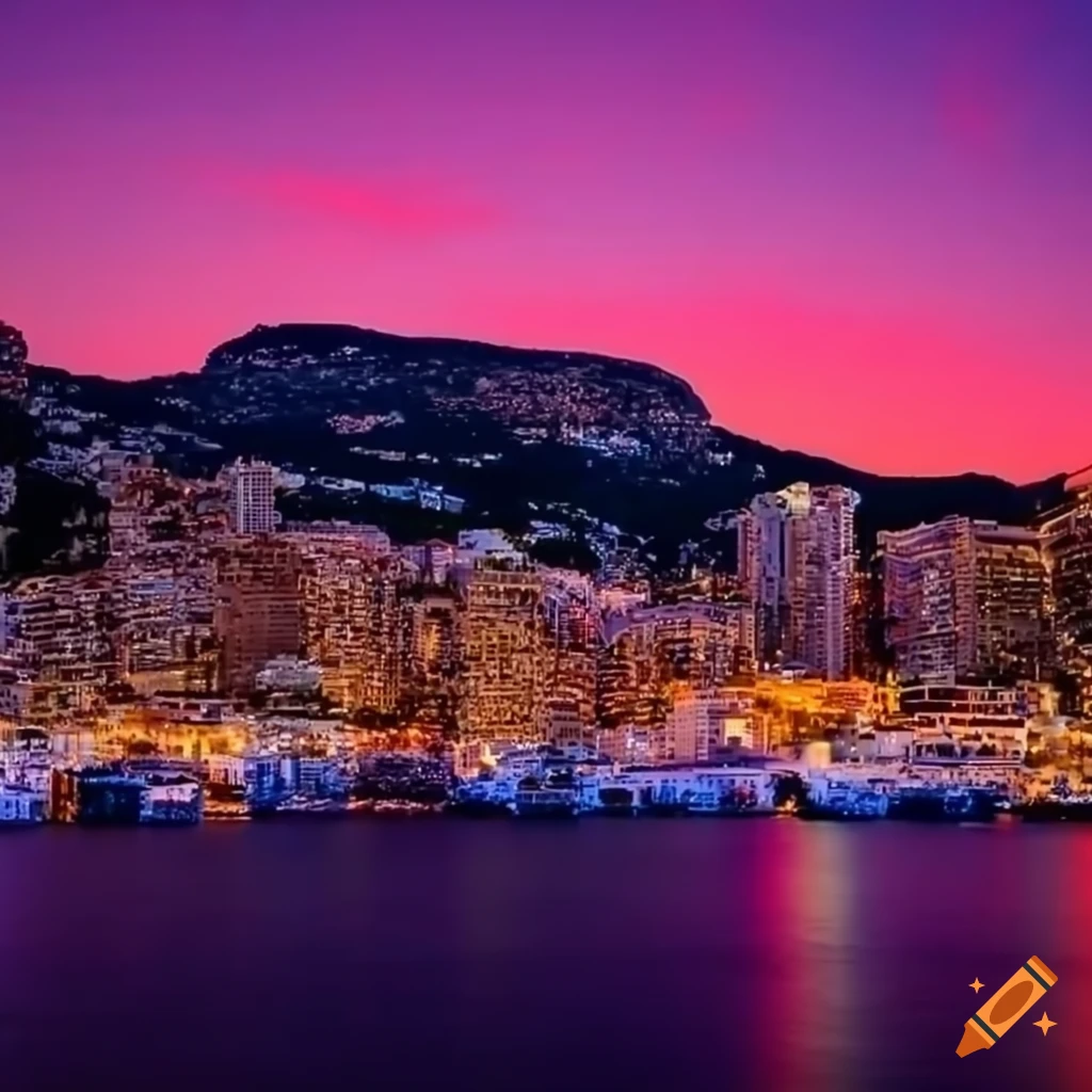 Monaco skyline spectacular sunset sky