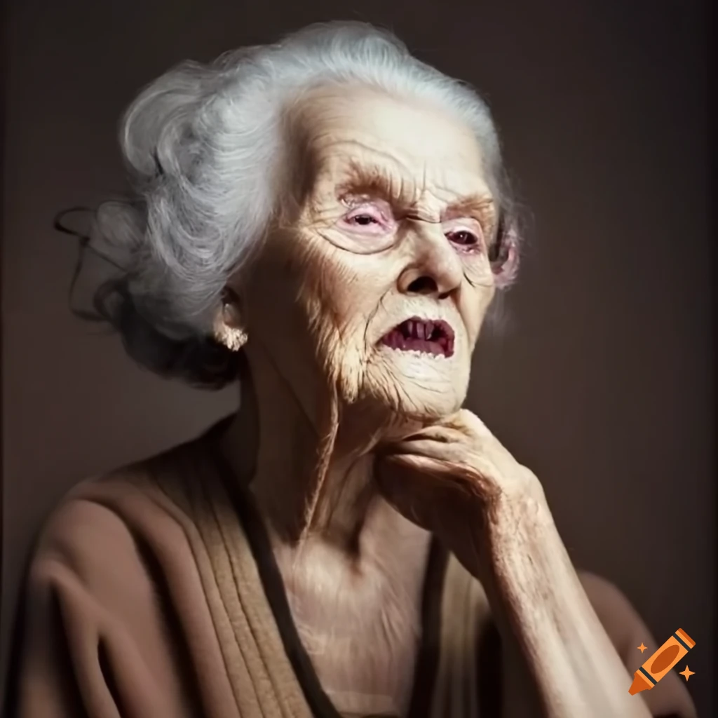 An old person(grandma) in 1960's with the style and all and looks rich ...