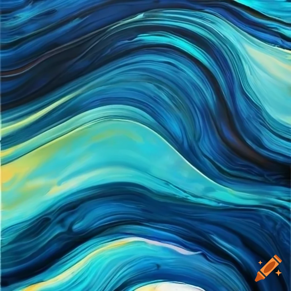 Abstract painting multi color of ocean waves on Craiyon