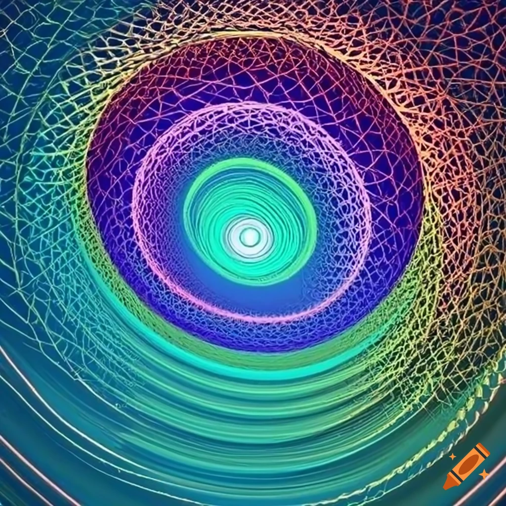 Geometric artwork with an intriguing fine lines simetric but growing spiral