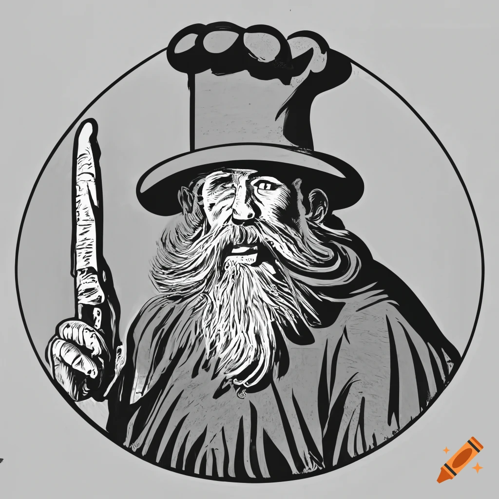 Portrait of a baker wizard wearing a chef wizard hat, middle aged man, human, portrait of a man ...