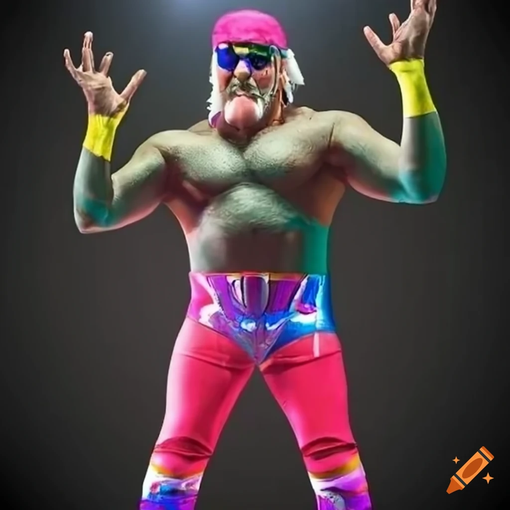 Vibrant alien wrestler with hulk hogan-inspired design on Craiyon