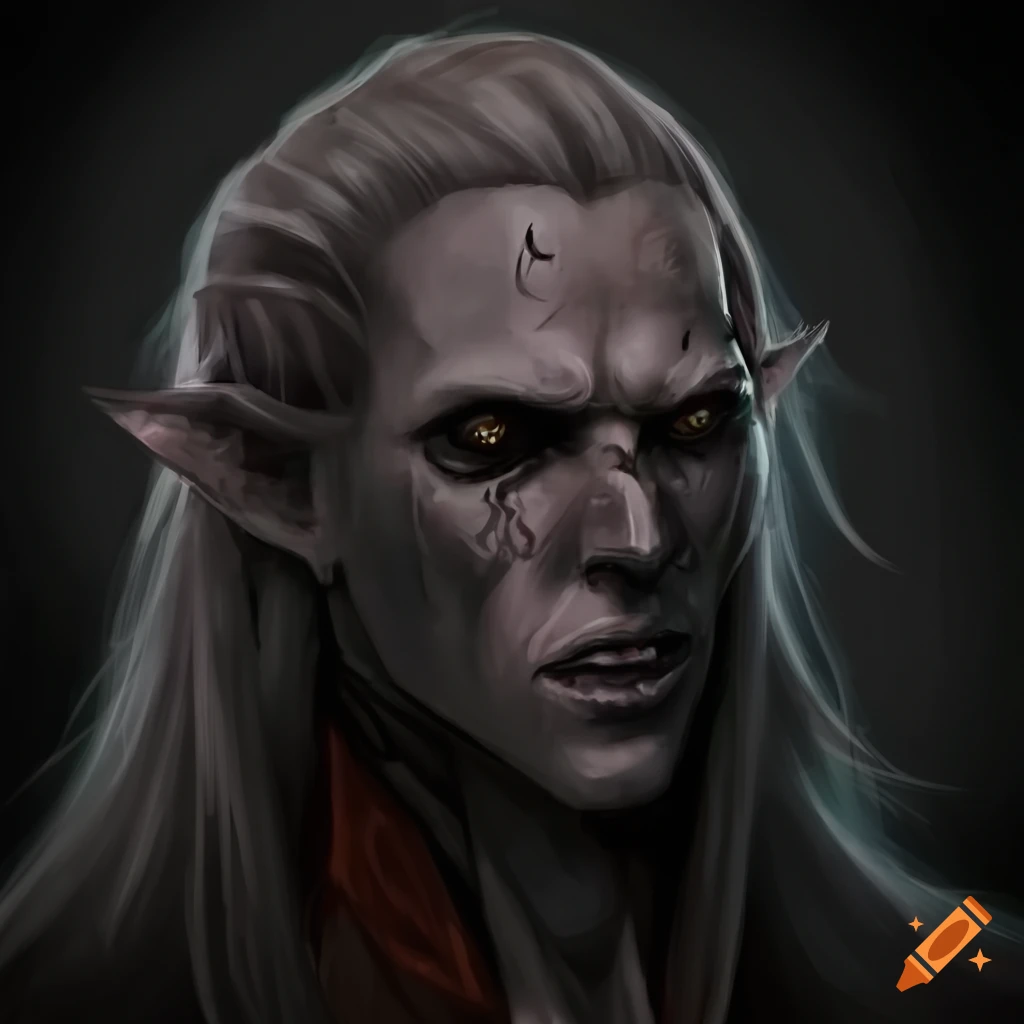 Dark elf man on Craiyon