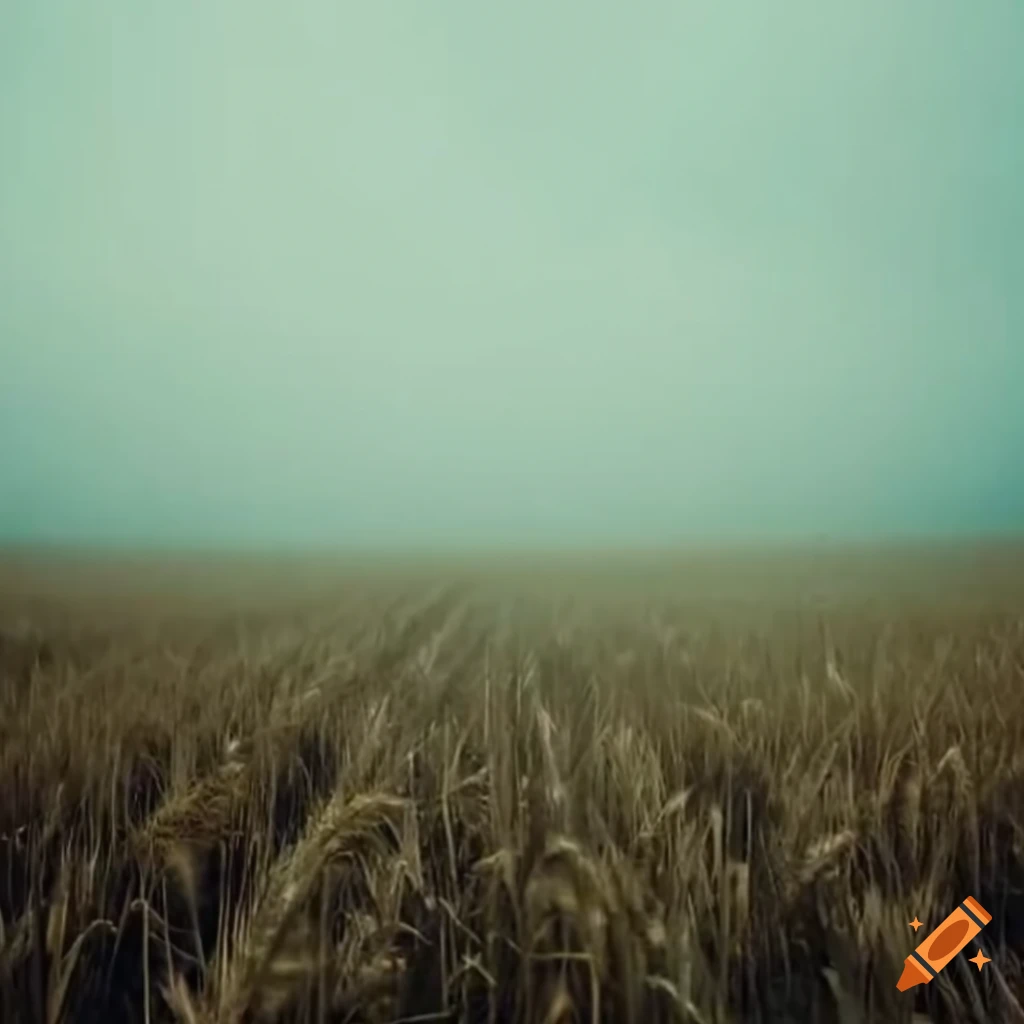Real life, liminal space, foggy cloudy wheat field space, dim lighting ...