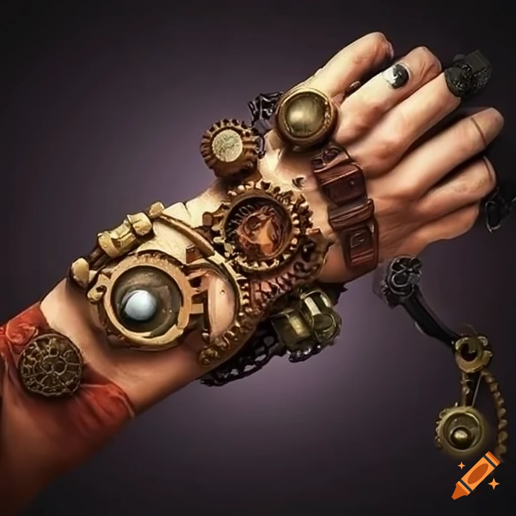 Steampunk wrist grapler on Craiyon