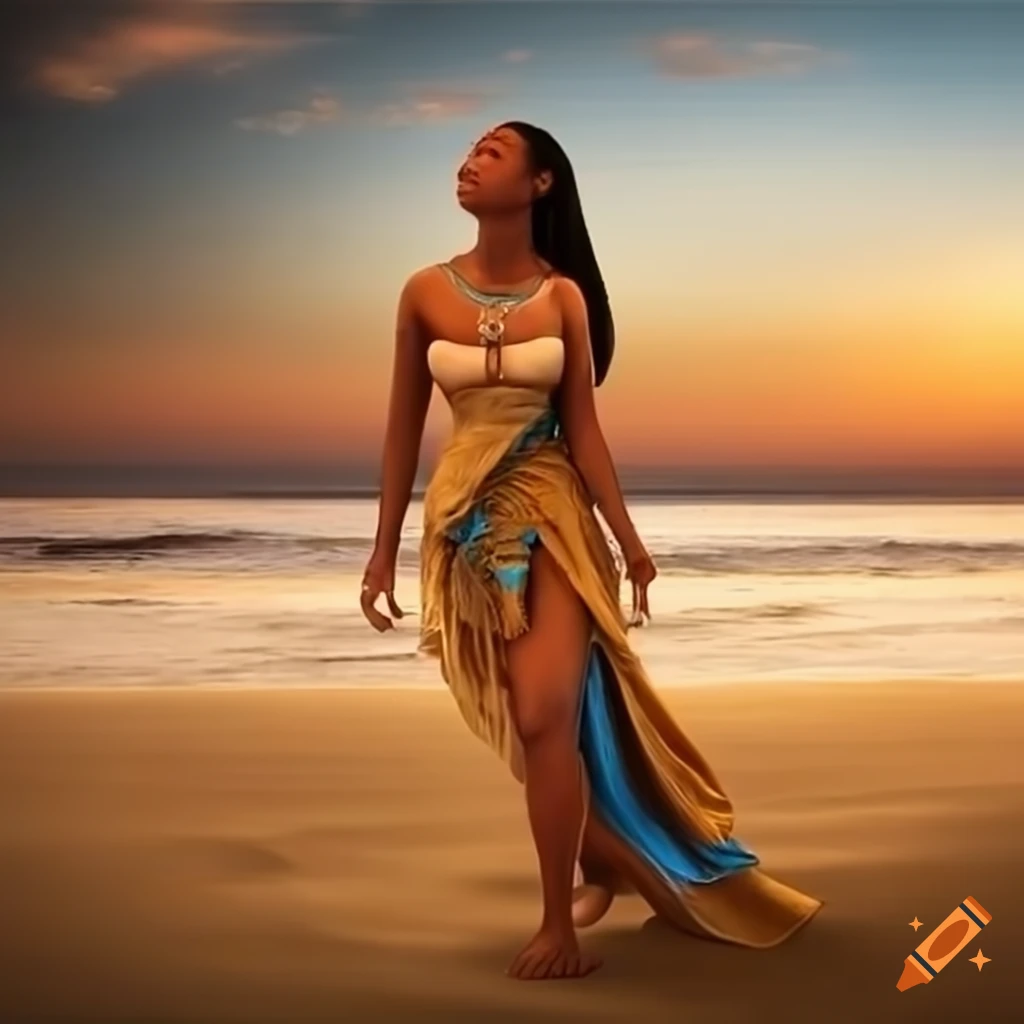 Pocahontas on beach photo realistic