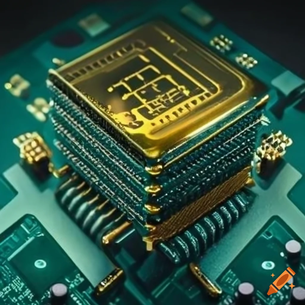A beautiful gold-accented pcb, ready for advanced electronics projects