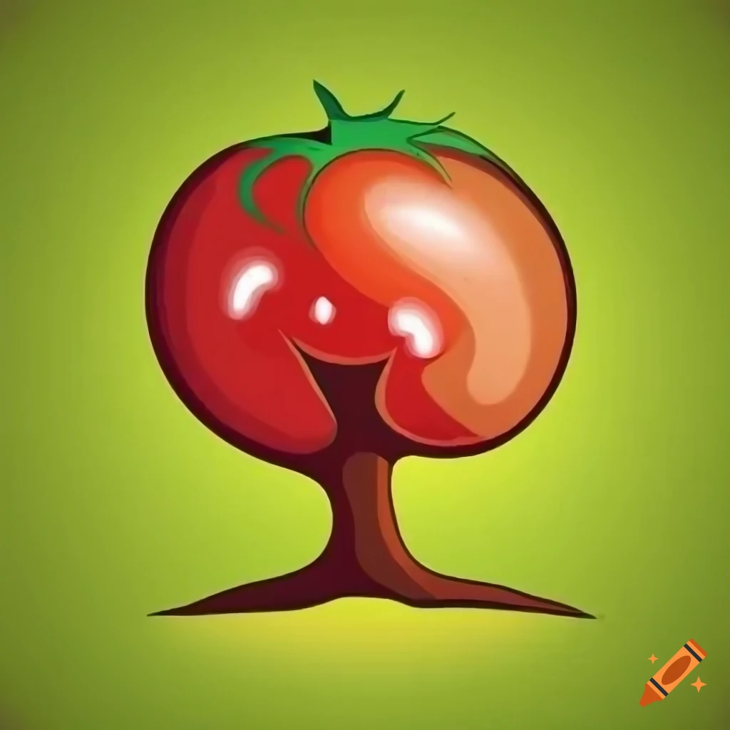 A happy tree and tomato logo