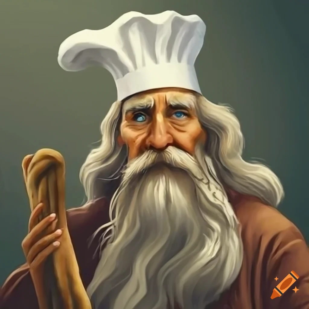 Portrait, human, baker, wizard, baker-wizard hybrid hat, human ears ...