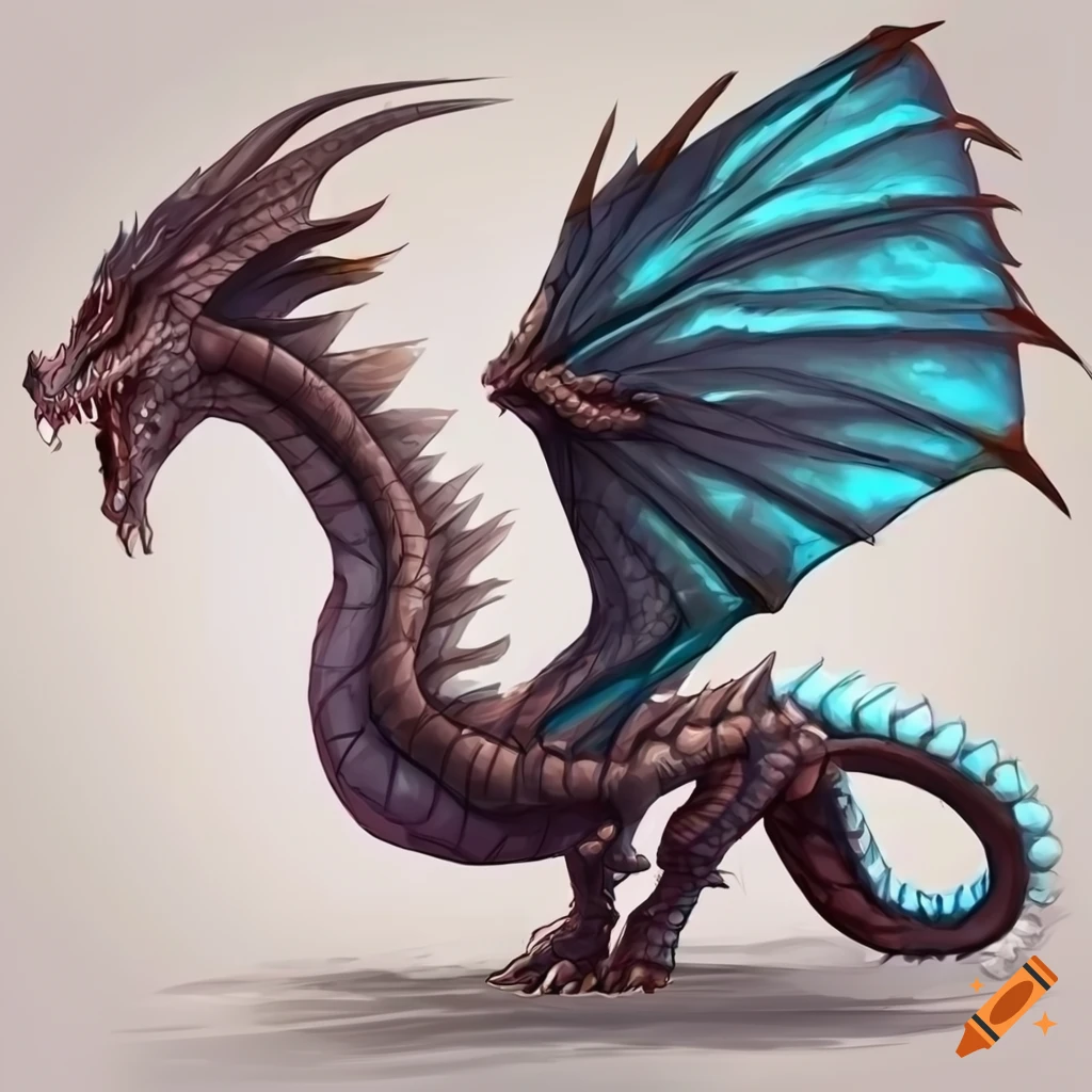 Full body dragon concept design, side view
