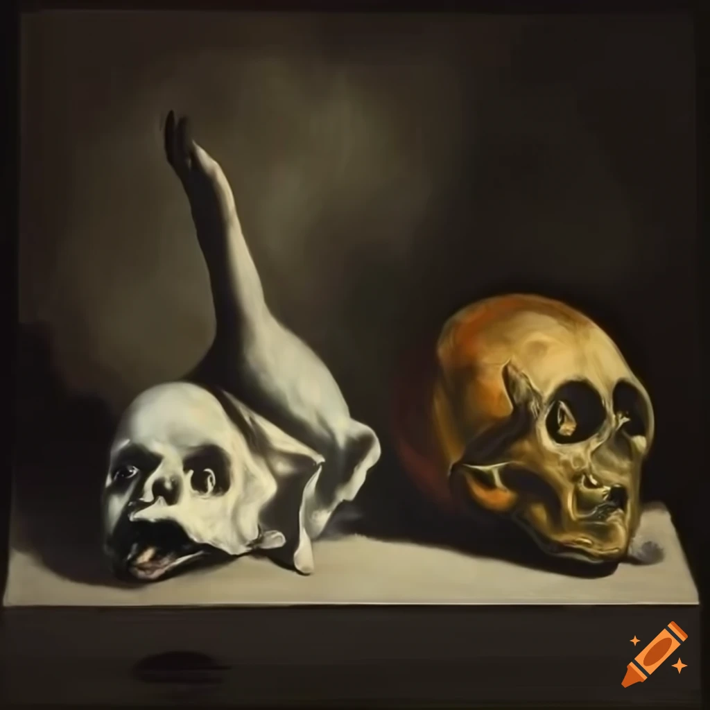 An shadowy and eerie abstract landscape and still life with aspects of ...