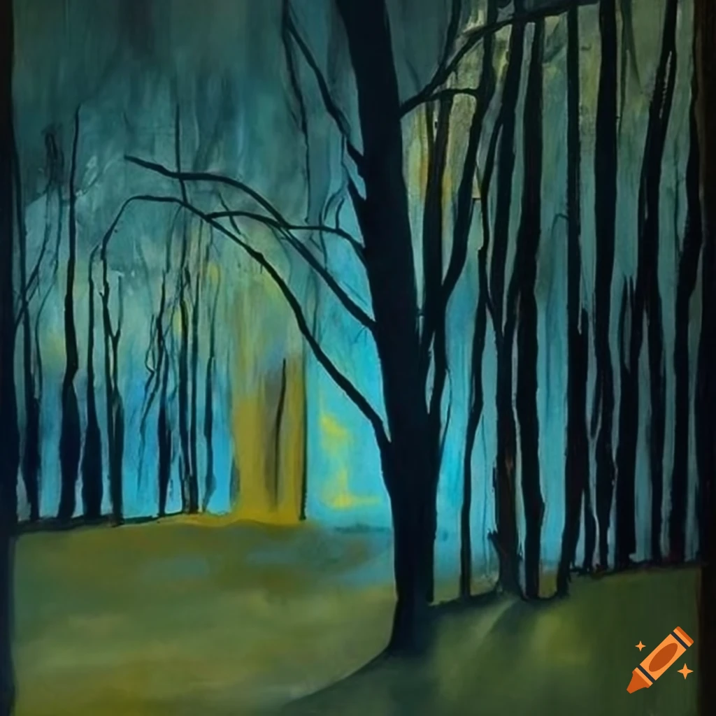 Dancing trees at night by peter doig on Craiyon