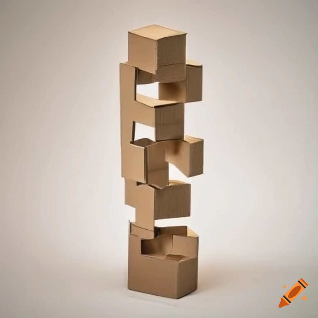 A sculpture made of cardboard which are put together with 2d slotted ...