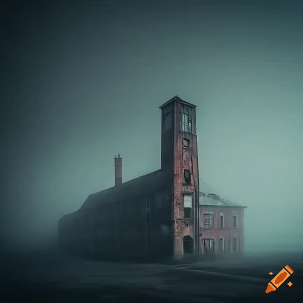 An eerie fog enveloping a famous old factory