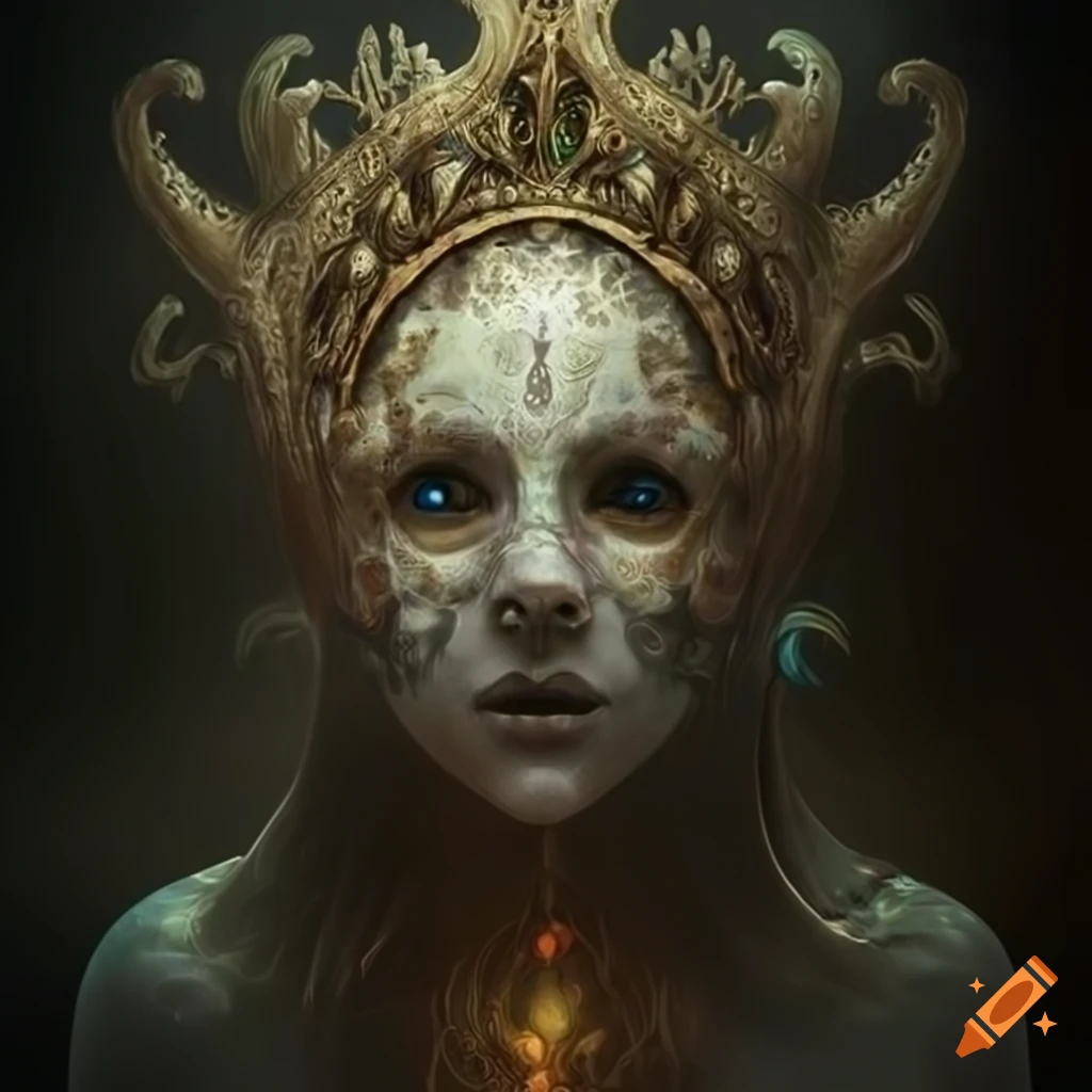 A mystical artifact of the water spirits, an elemental mask with ...