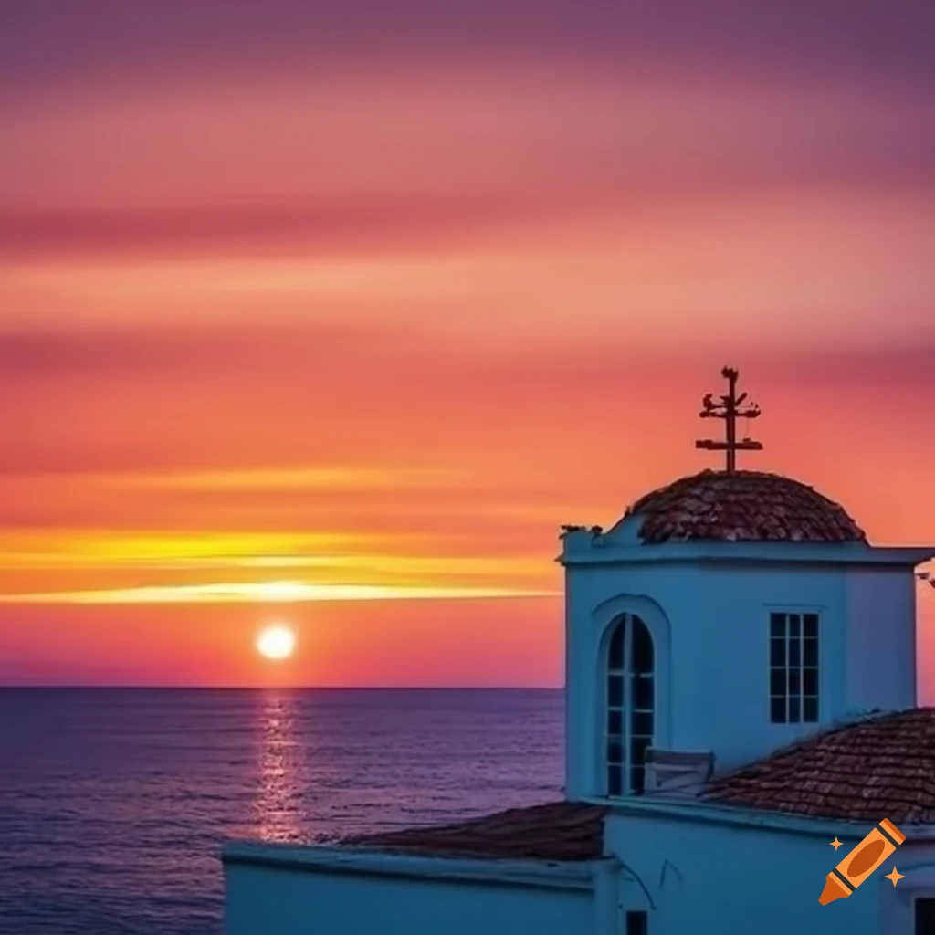 Kreta houses spectacular sunset sky