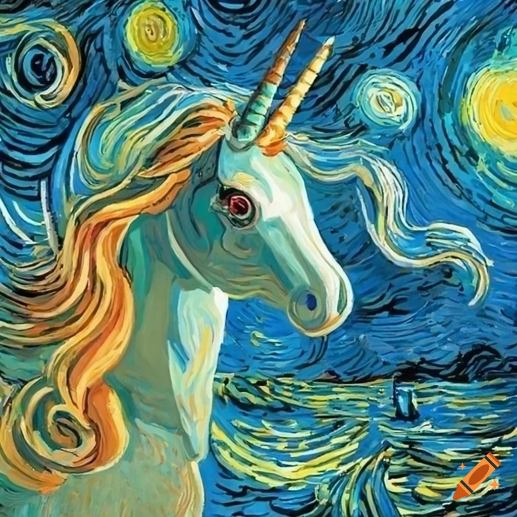 Unicorn with van gogh style