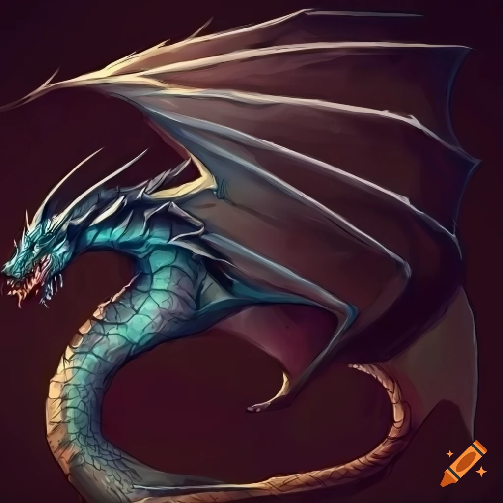 Full body dragon concept design, side view on Craiyon