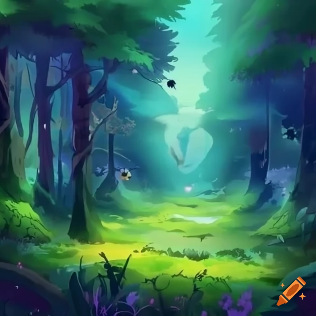 Happy magical forest landscape on Craiyon