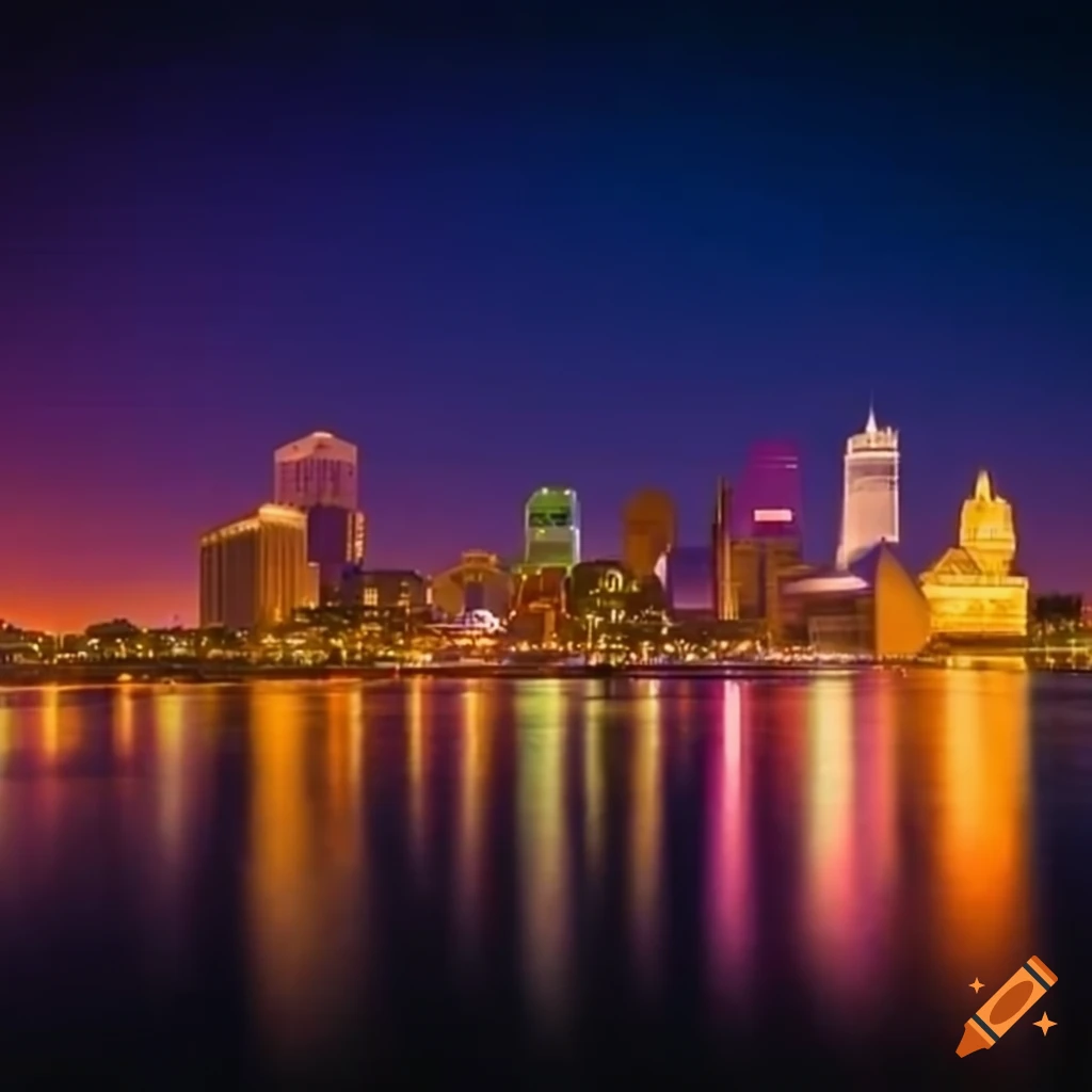 New orleans skyline fair spectacular glowing sunset sky