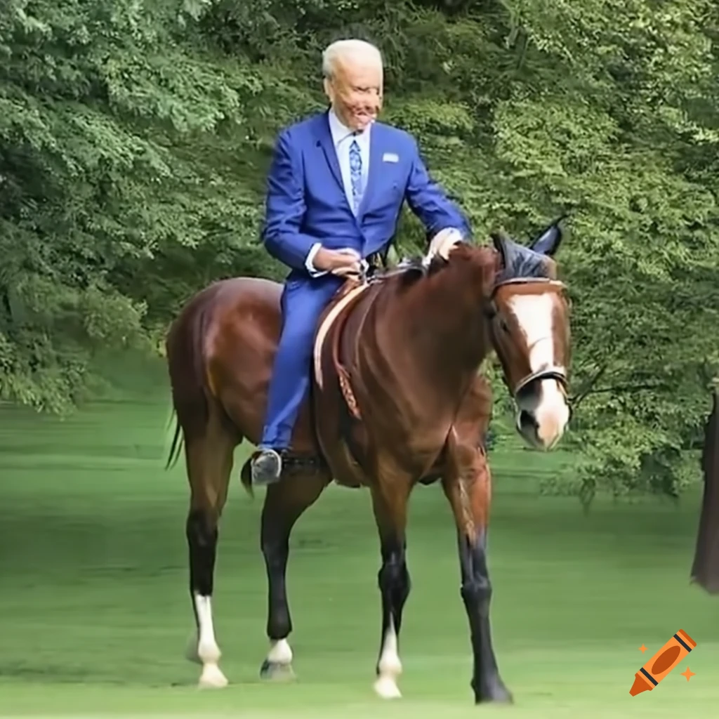 Joe biden riding a horse on Craiyon