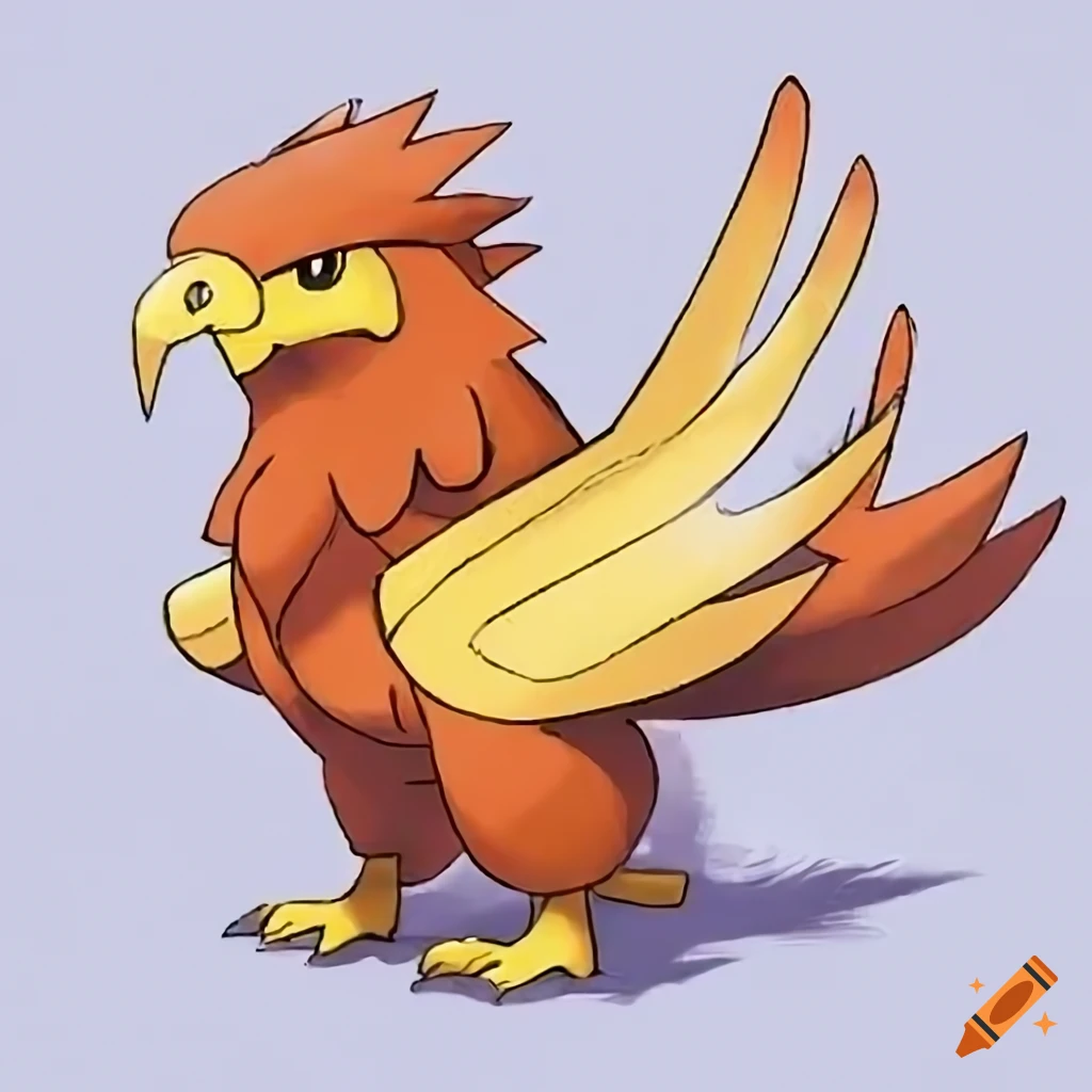 An orange and gold griffon, resembling a fighting-type Pokémon, Ken ...
