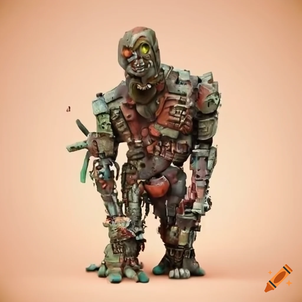 Scrap garbage golem humanoid figther
