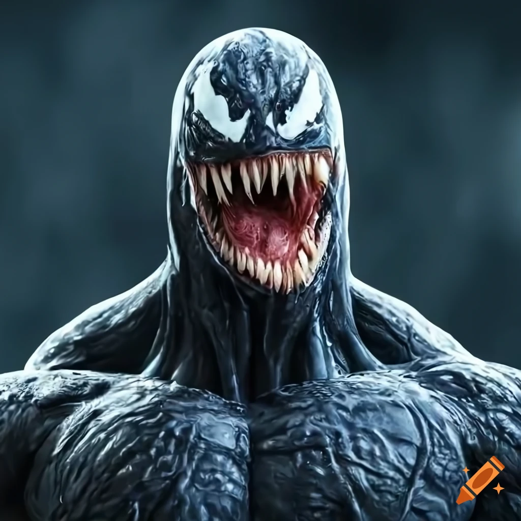 Close-up portrait of venom from the MCU very detailed veiny textured ...