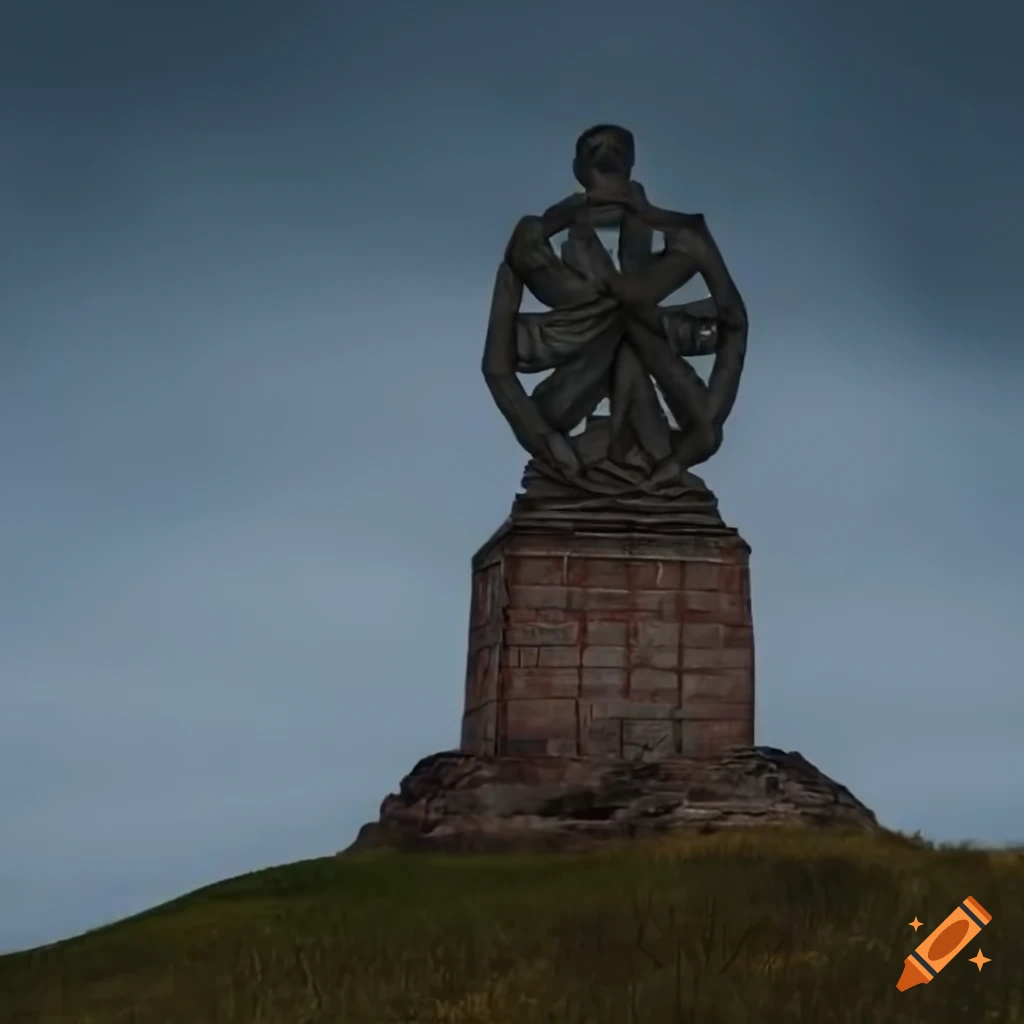 Slavic kolovrat statue on a big hill in a photorealistic style on Craiyon