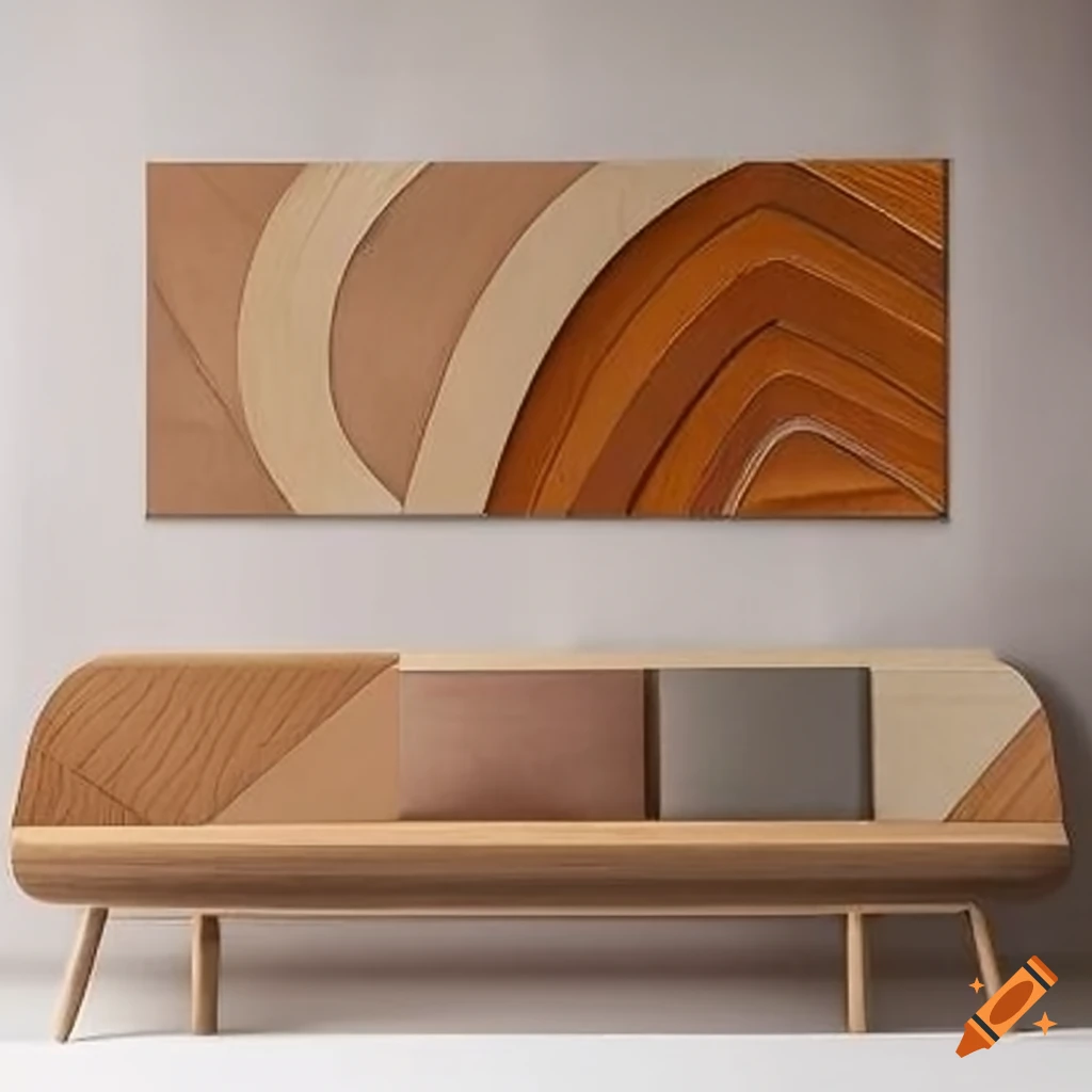 Contemporary wall art made from wood with slim blocks with a flowy and ...