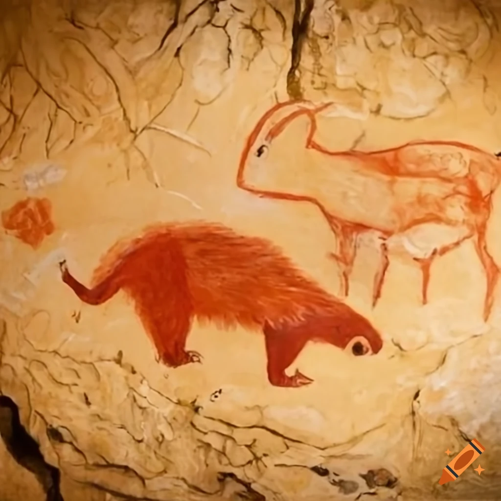 Cave painting of a honey badger, prehistoric art