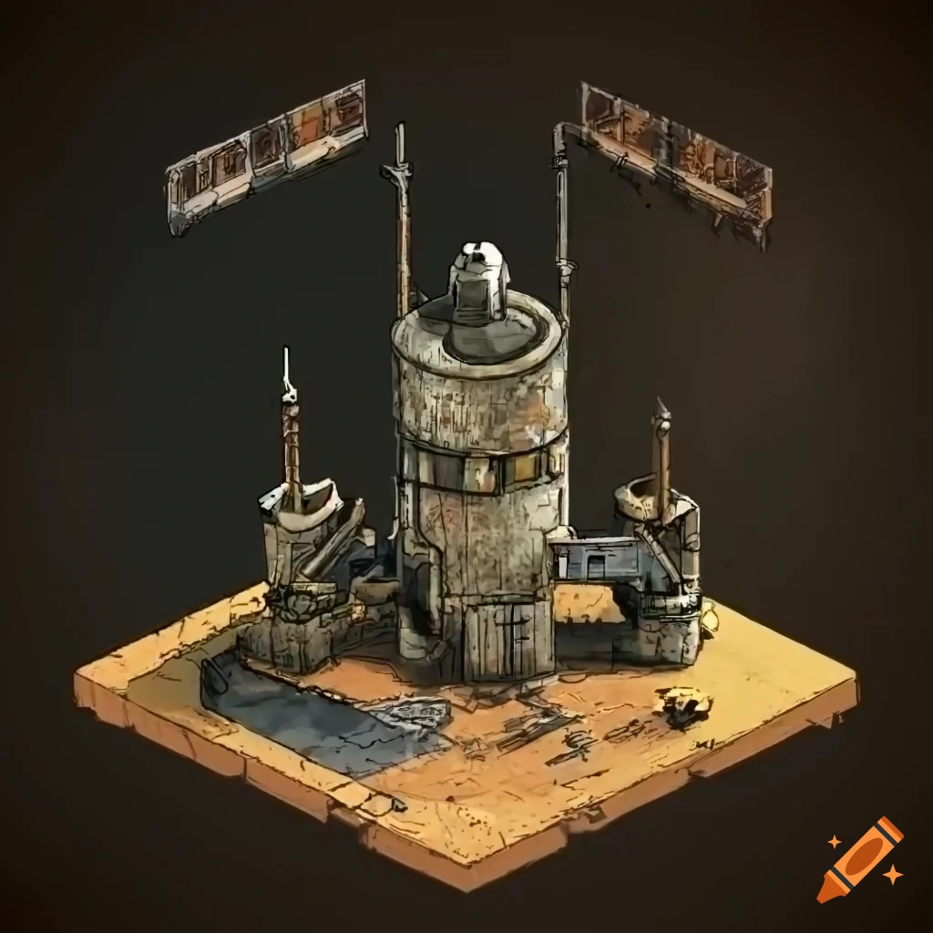 Fallout, isometric sprite, fallen satellite from the 1960s, wasteland ...