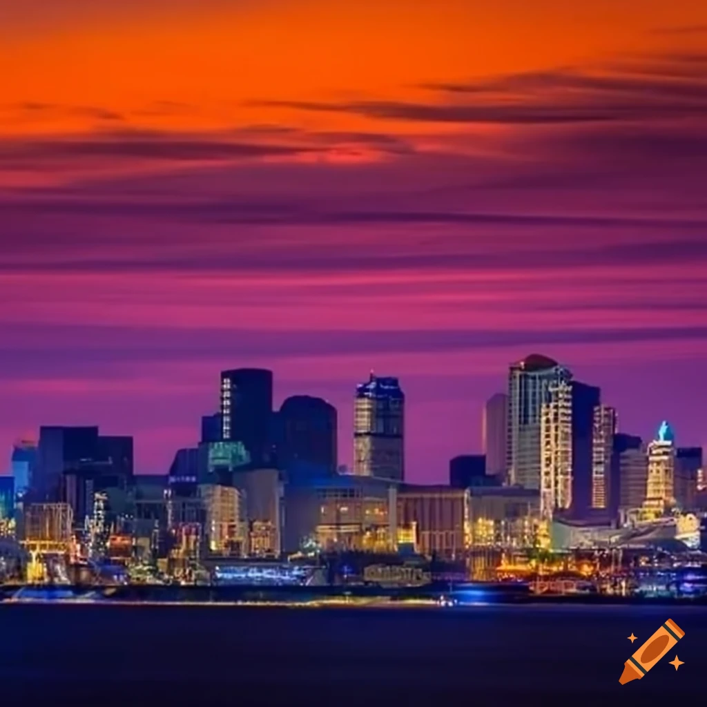New orleans skyline fair spectacular glowing sunset sky