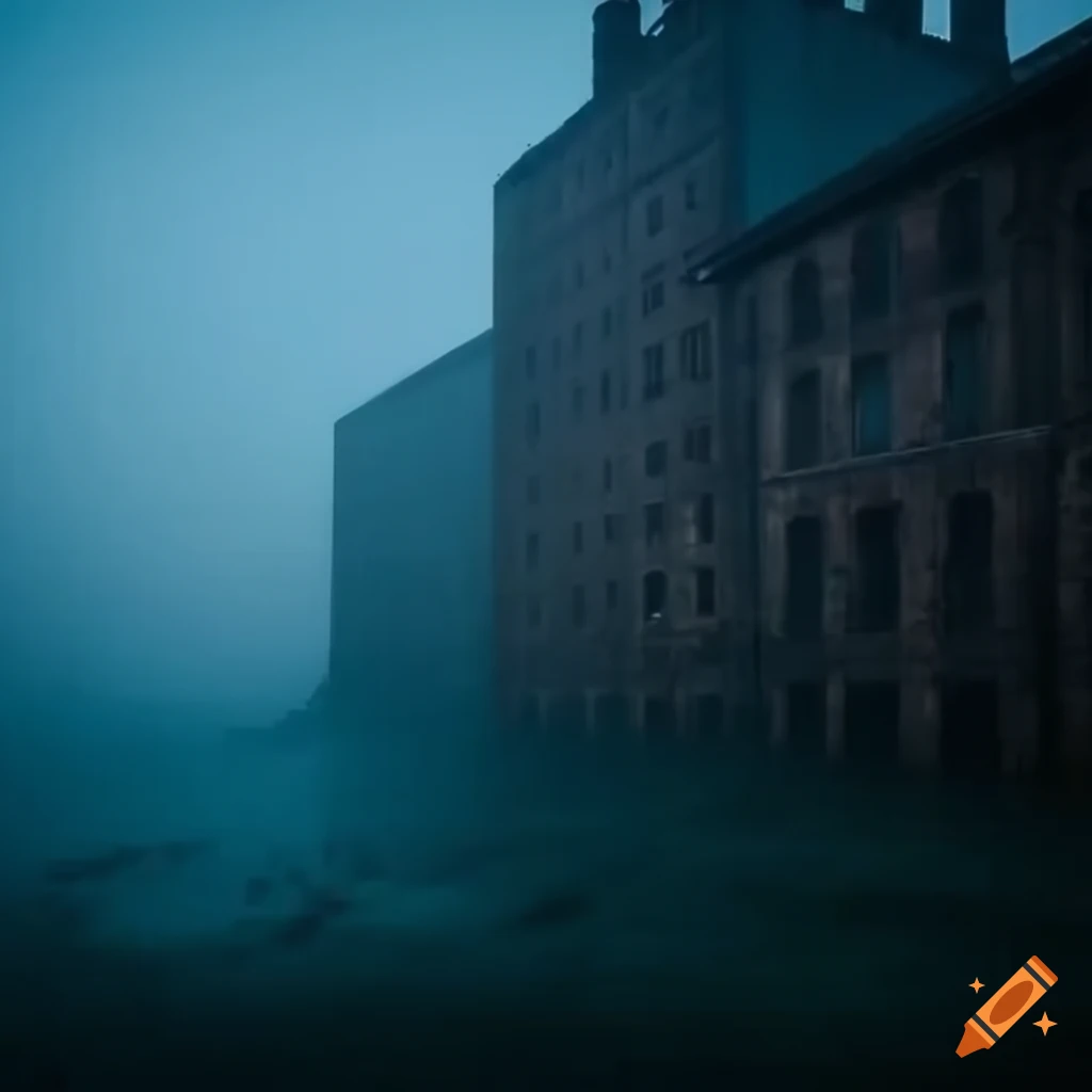 An eerie fog enveloping a famous old factory