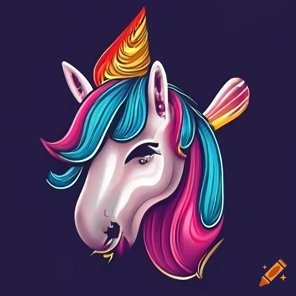 Traditional logo design for a professional piercing studio, unicorn, modern on Craiyon