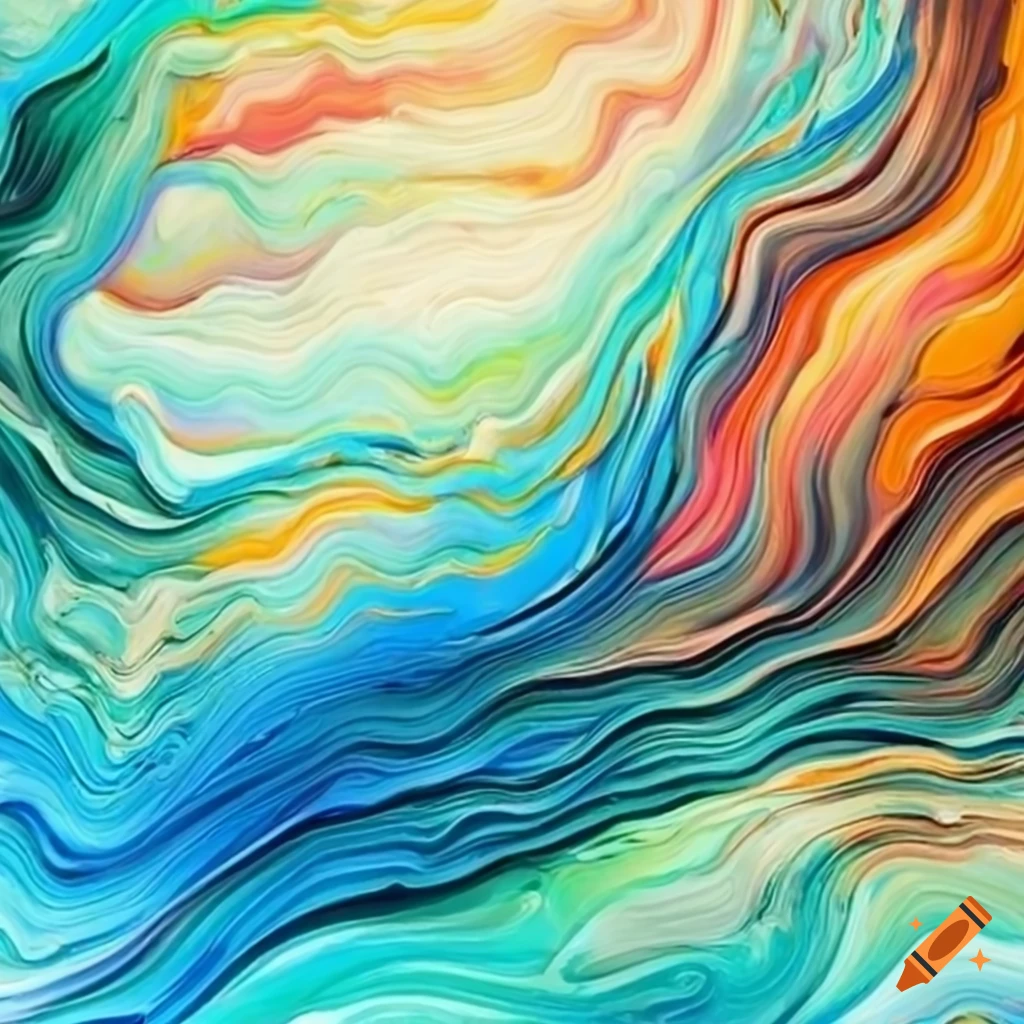Abstract painting multi color of ocean waves