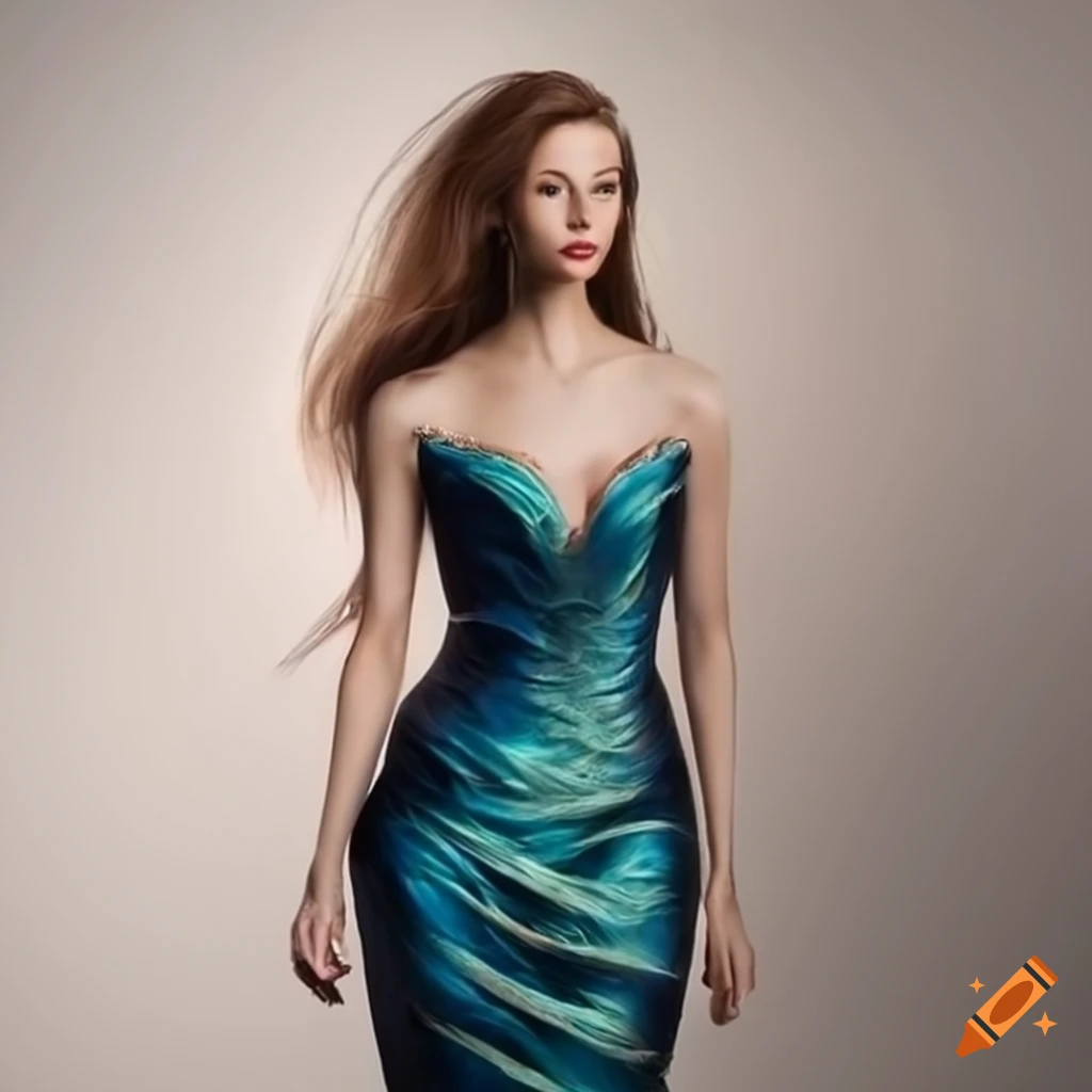 Young woman dressed in an expensive dress color hyper-realistic on Craiyon