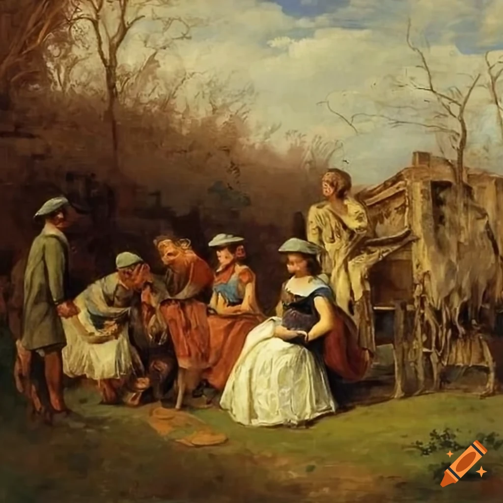 A peasants' spring party in year 1902 painted by William hunt on Craiyon