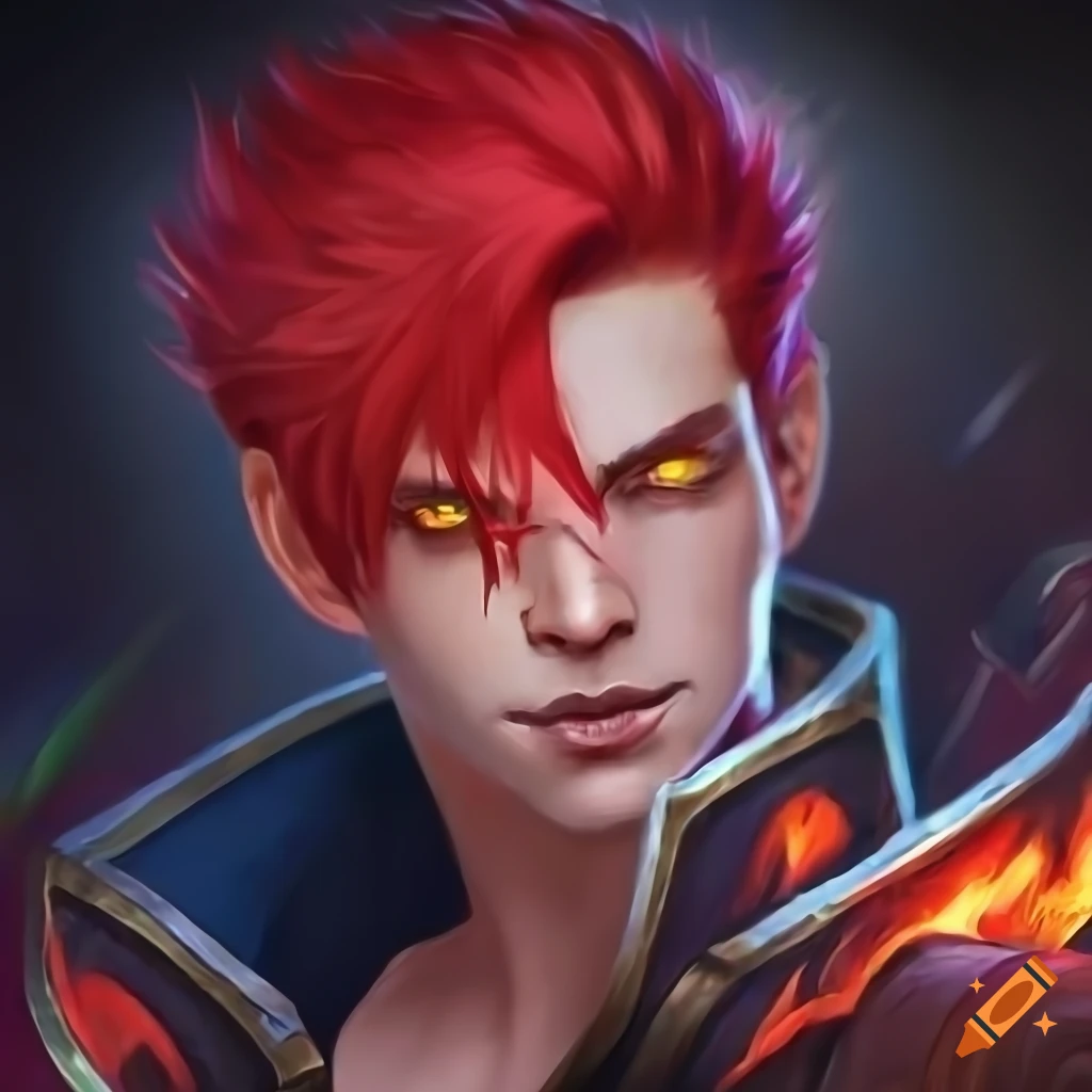 Portrait, valir, mobile legends, oil painting, red hair, short hair ...