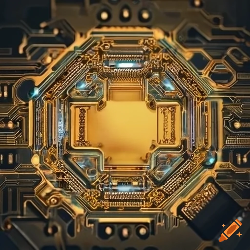 A beautiful gold-accented pcb for advanced electronics on Craiyon
