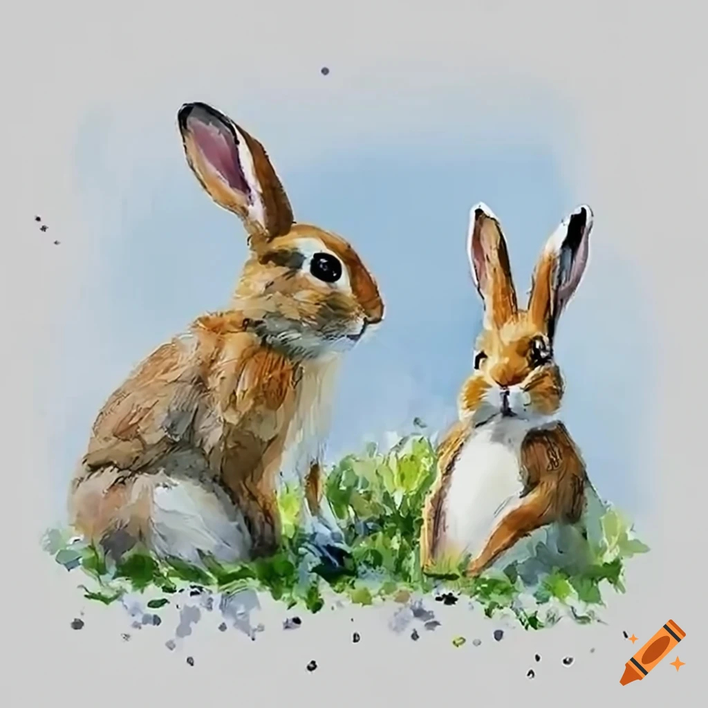 Peter rabbit family with mom and children,monet