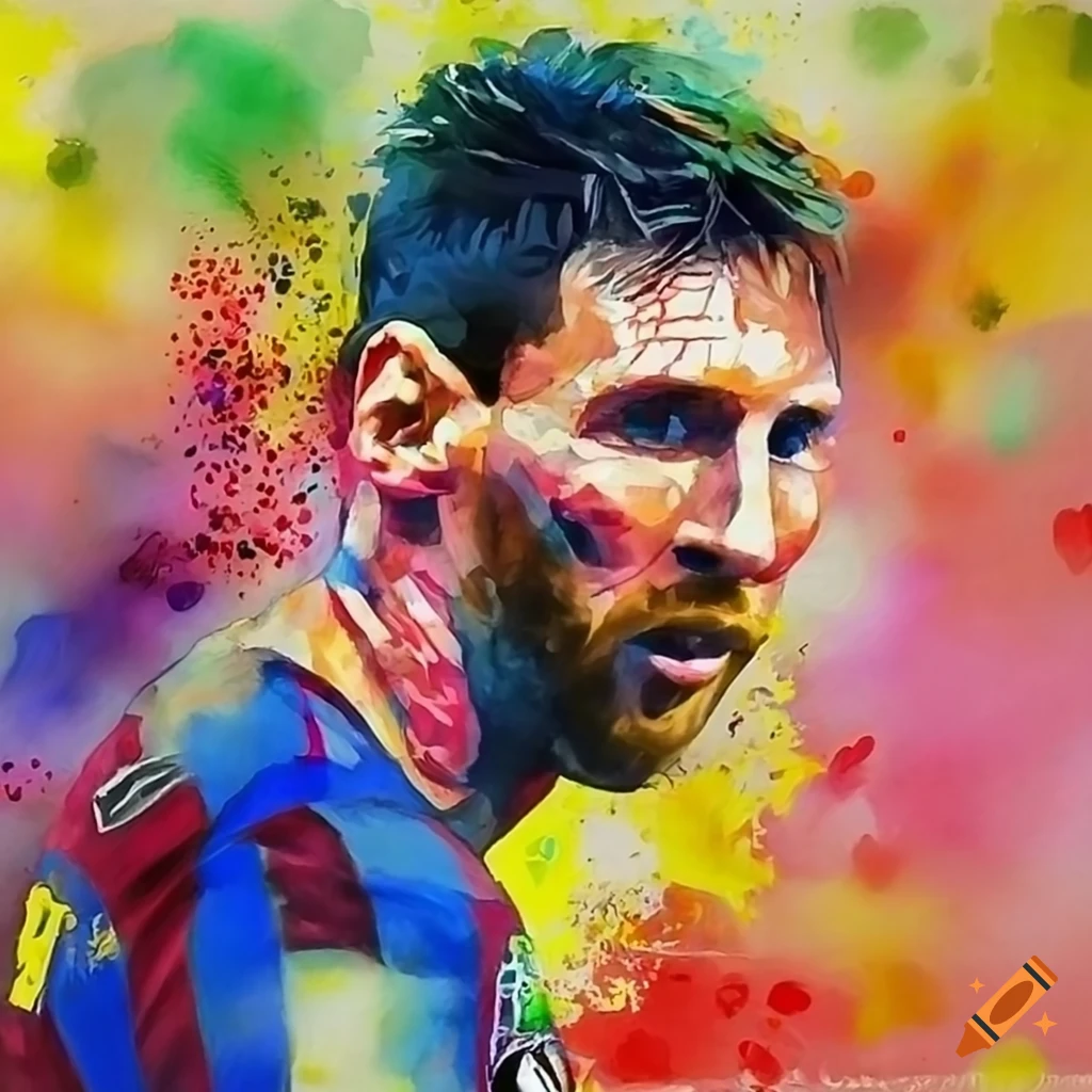 Oil painting of messi with the world cup on Craiyon