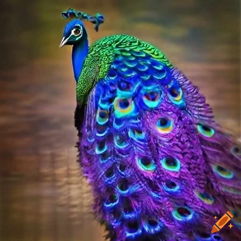 Peacock full color painting on Craiyon