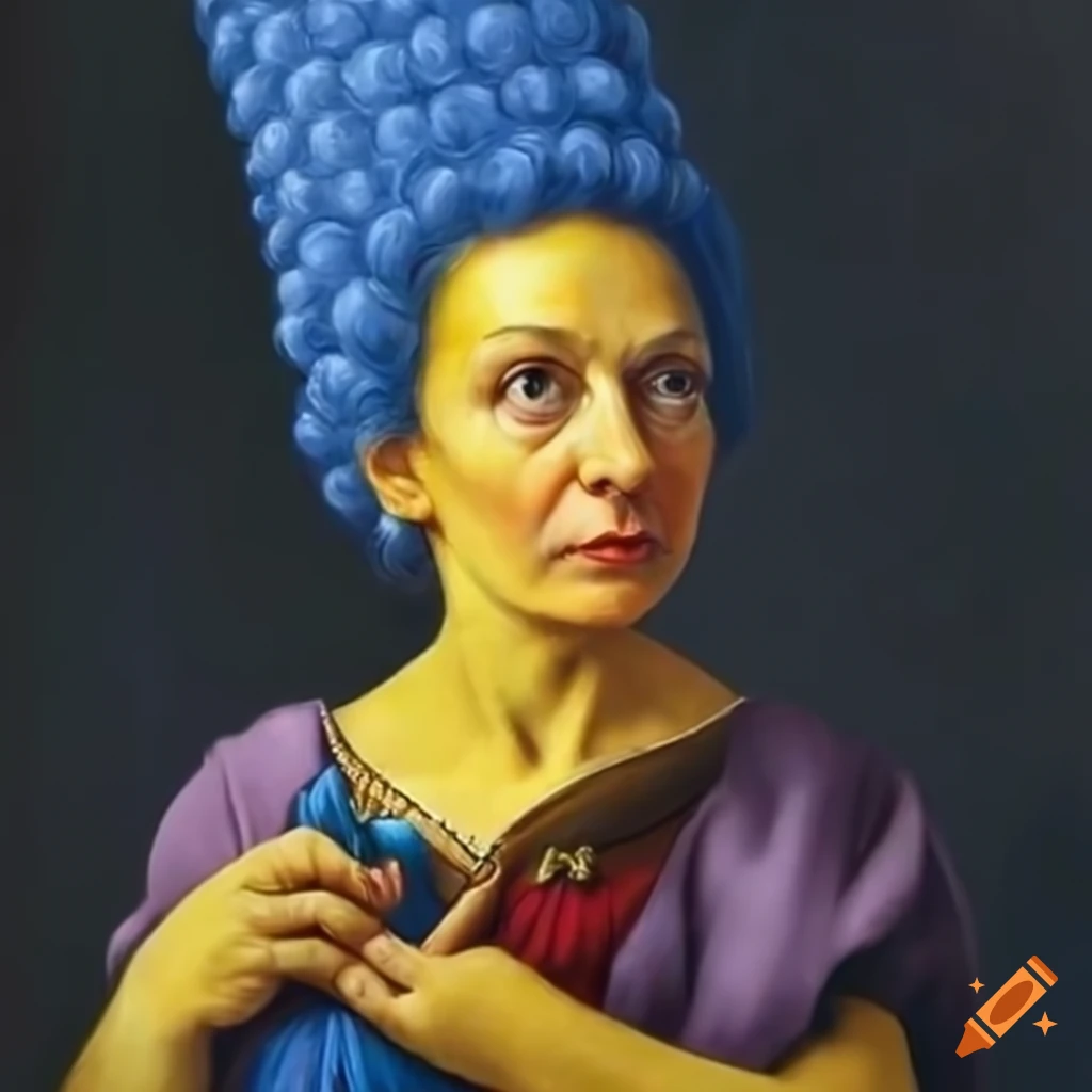 Realistic Marge Simpson holding realistic Maggie Simpson on her lap in ...