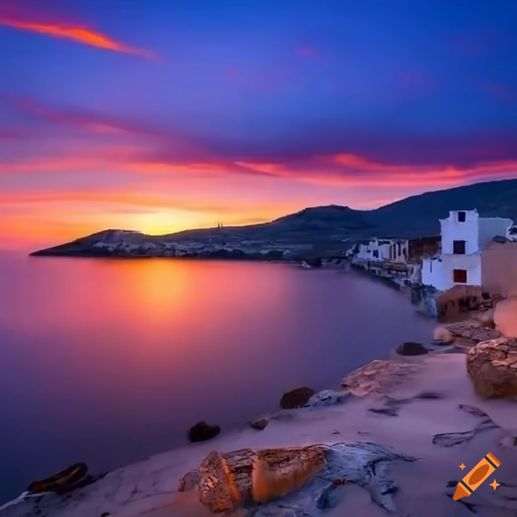 Kreta houses spectacular sunset sky