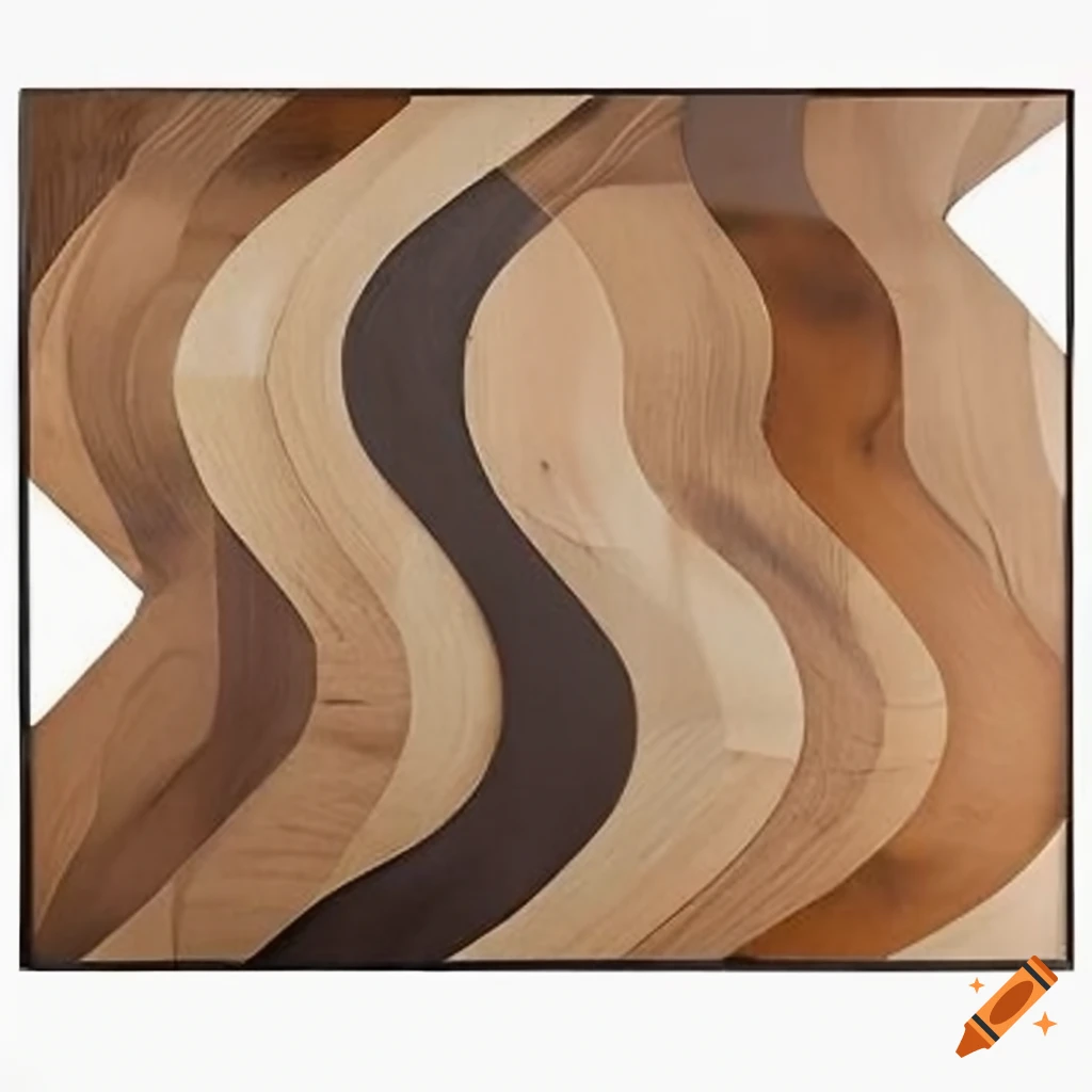 Contemporary wall art made from wood with slim blocks with a flowy and ...