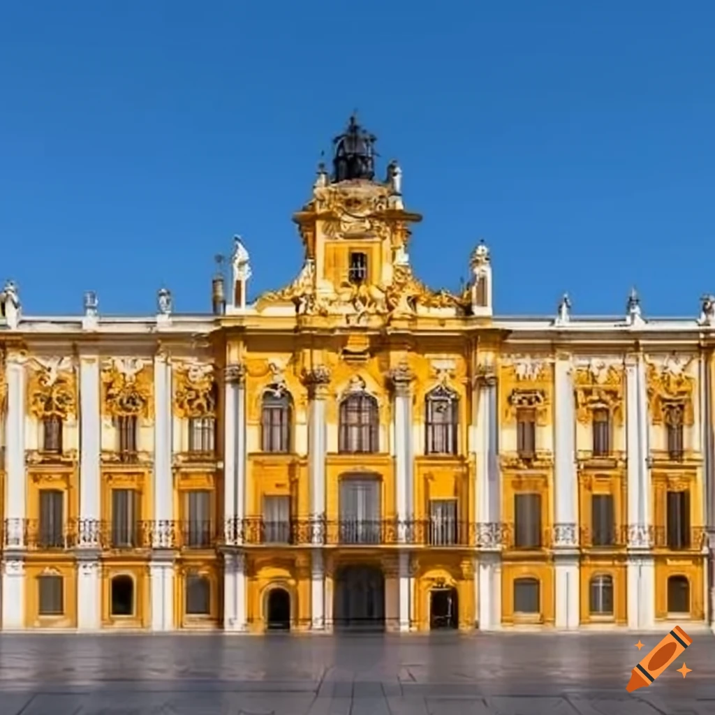 Spanish rococo architecture presidential palace orange yellow and white ...