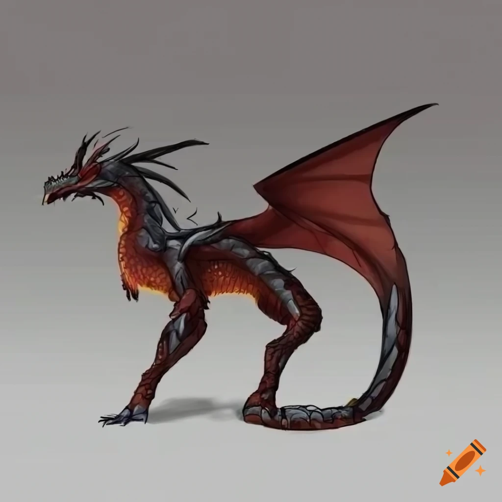 Full body dragon concept design, side view on Craiyon