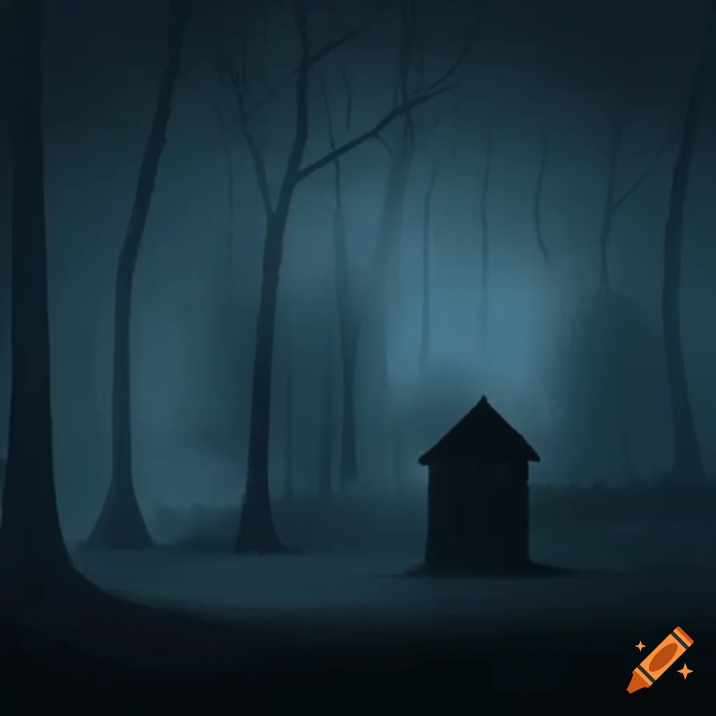 Eerie night scene with haunting shadows and mysterious atmosphere on ...