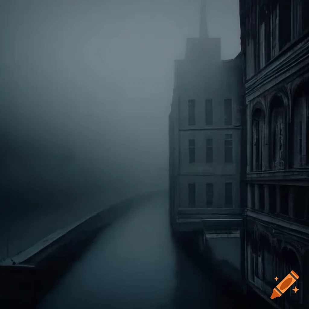 An eerie fog enveloping a famous old factory